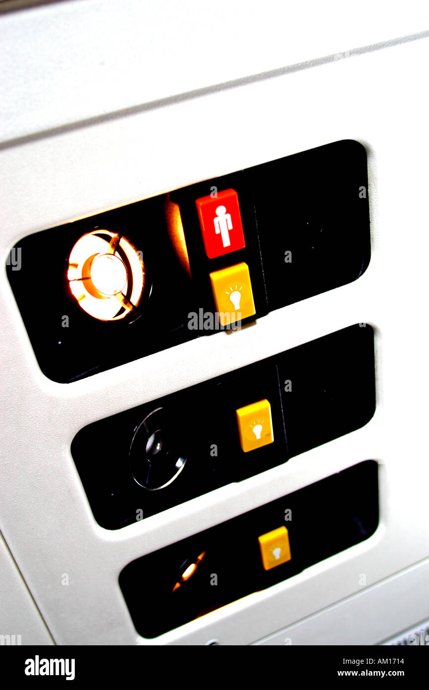 Stewardess Call Button on Airplane Stock Photo - Alamy