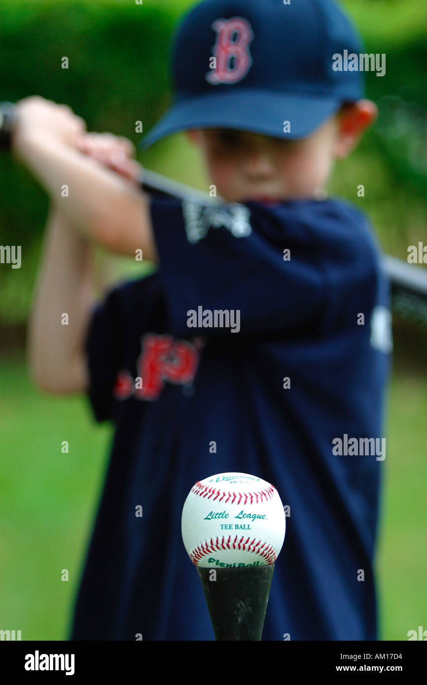Boy Playing T Ball Stock Photo - Alamy