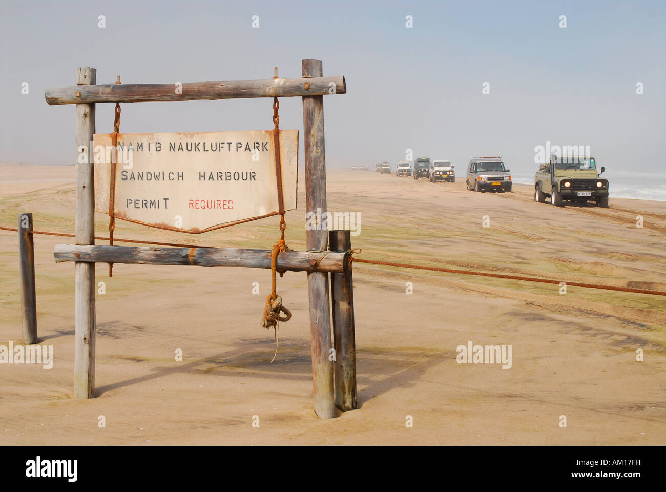 Sign at the entrance to the Diamond Area, Walfish Bay, Namibia Stock ...