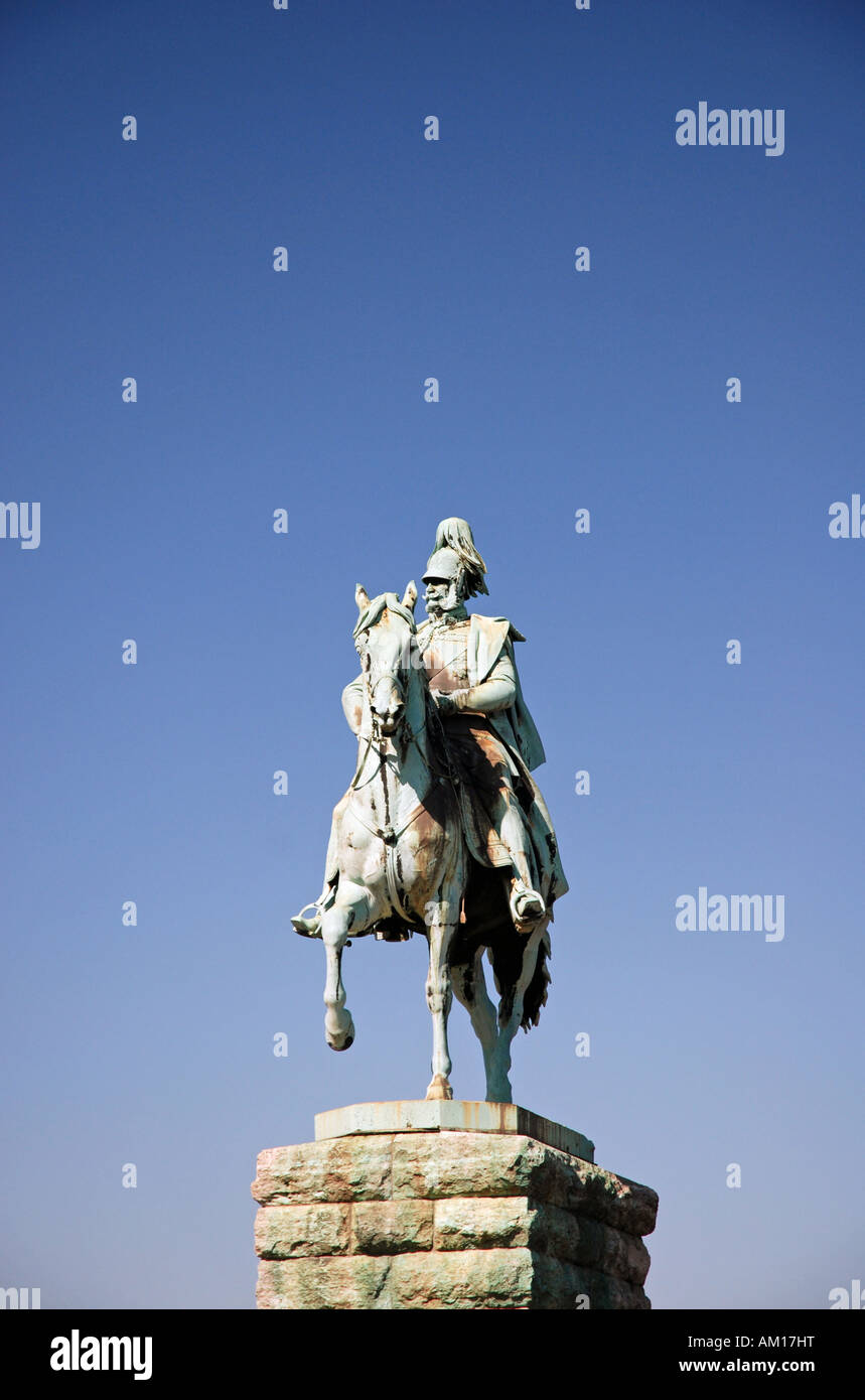 Equestrian sculpture, Emperor William I on Hohenzollern bridge, Cologne ...