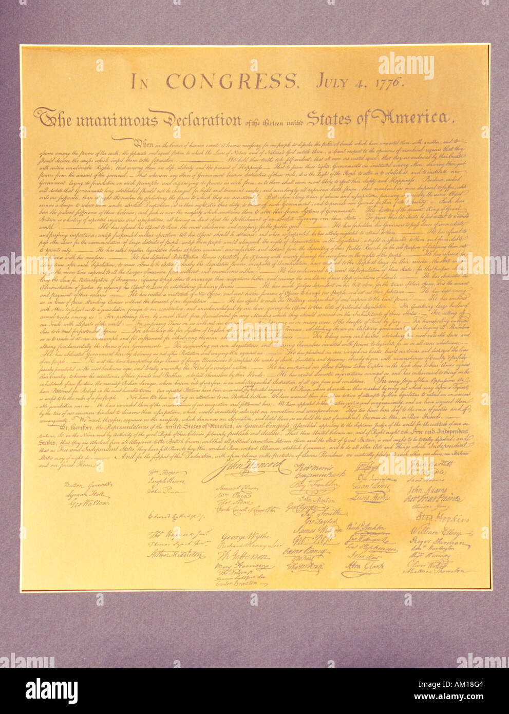 Replica of Declaration of Independence Stock Photo - Alamy