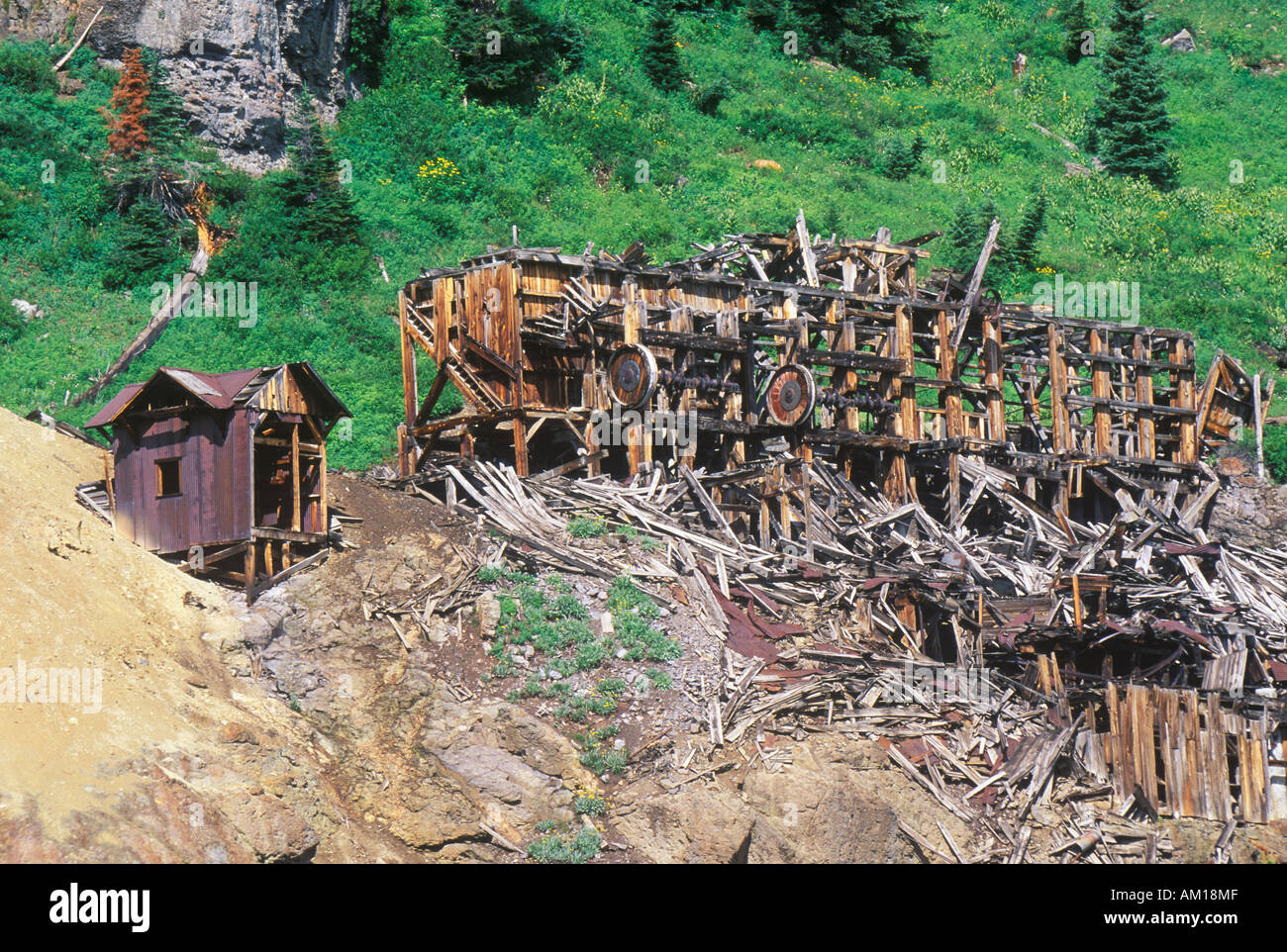 Ruins of old Silver Trust Mine in Ruby City CO Stock Photo - Alamy