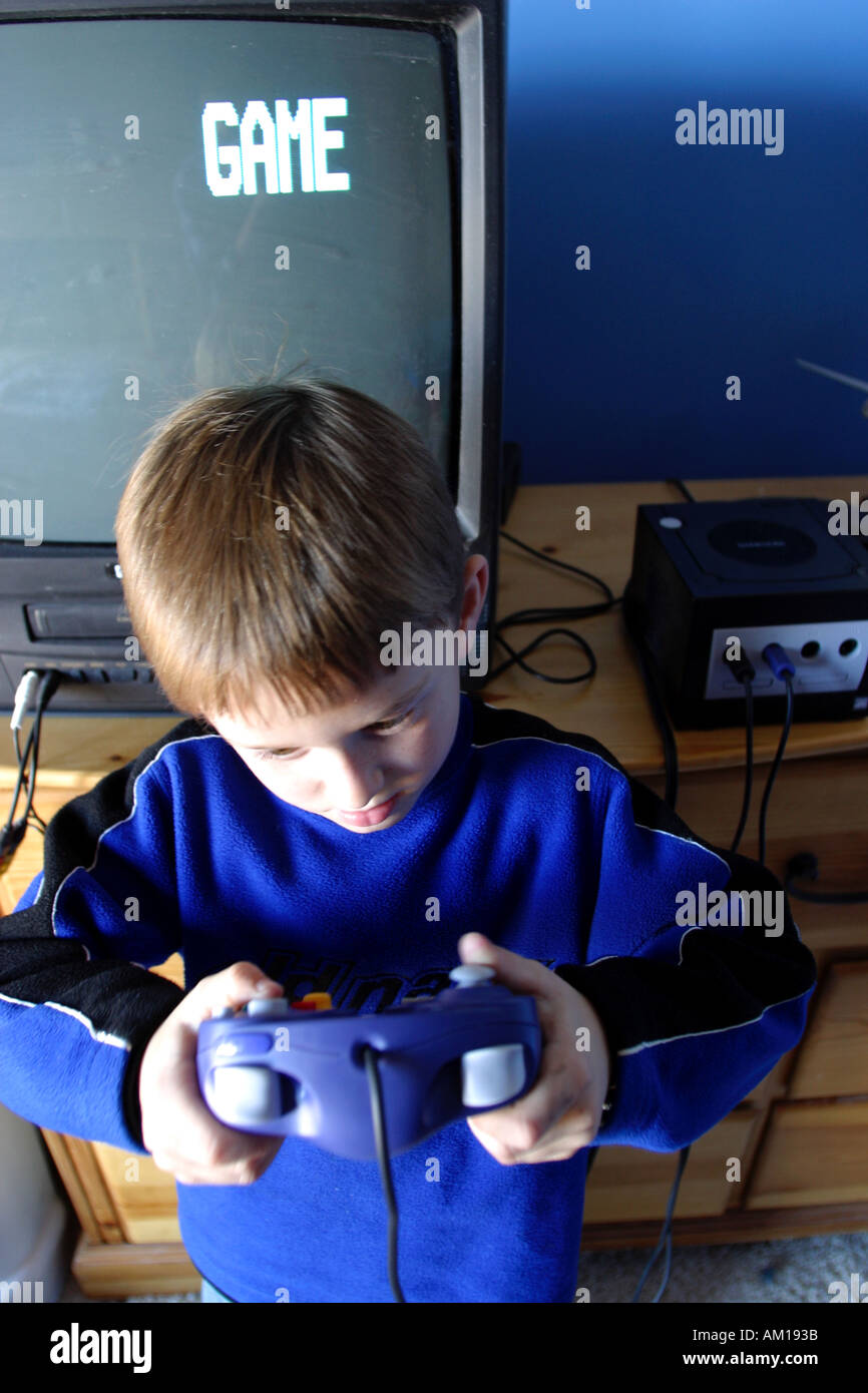 Young Boy Playing Video Games Stock Photo - Alamy