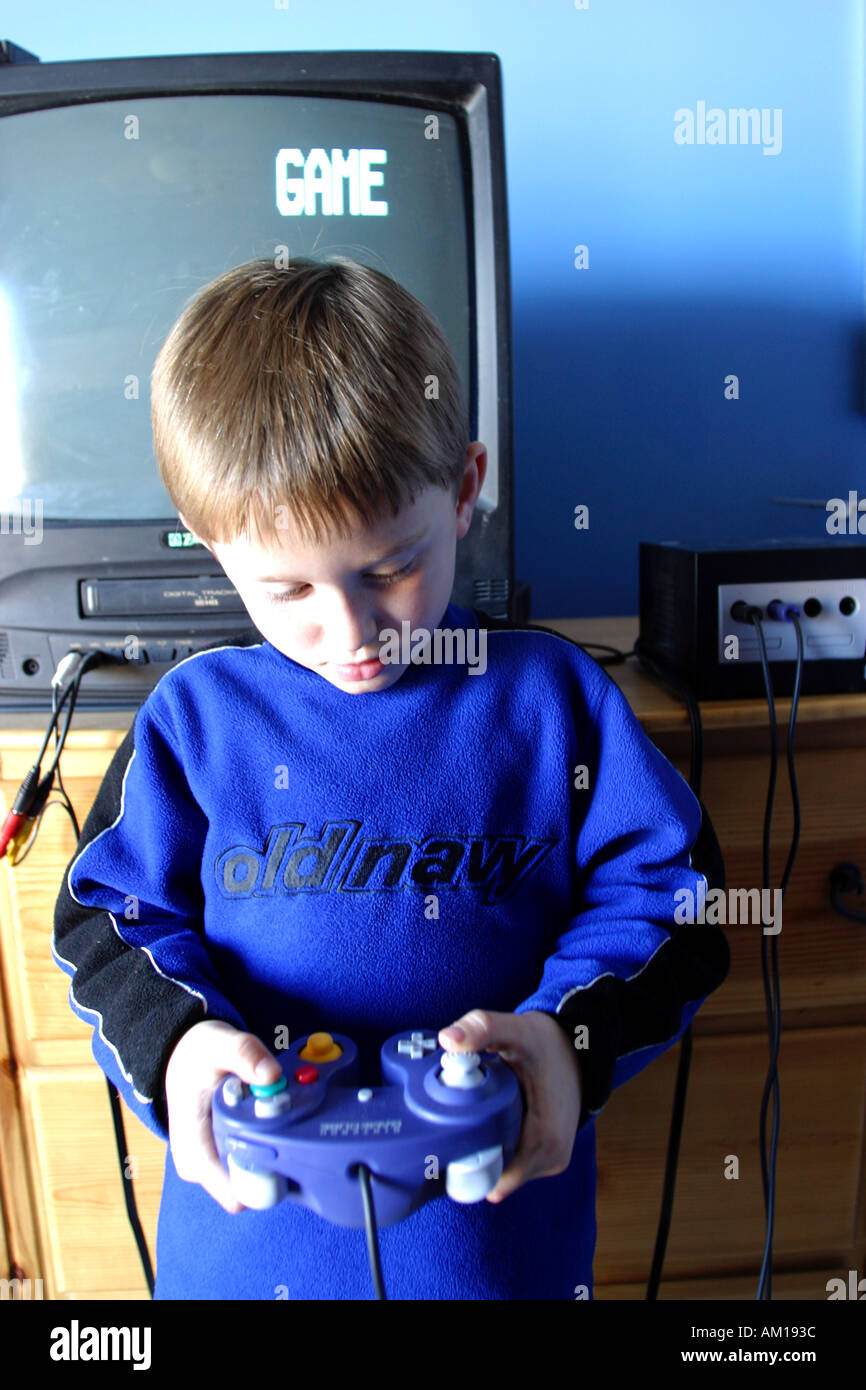 Young Boy Playing Video Games Stock Photo - Alamy