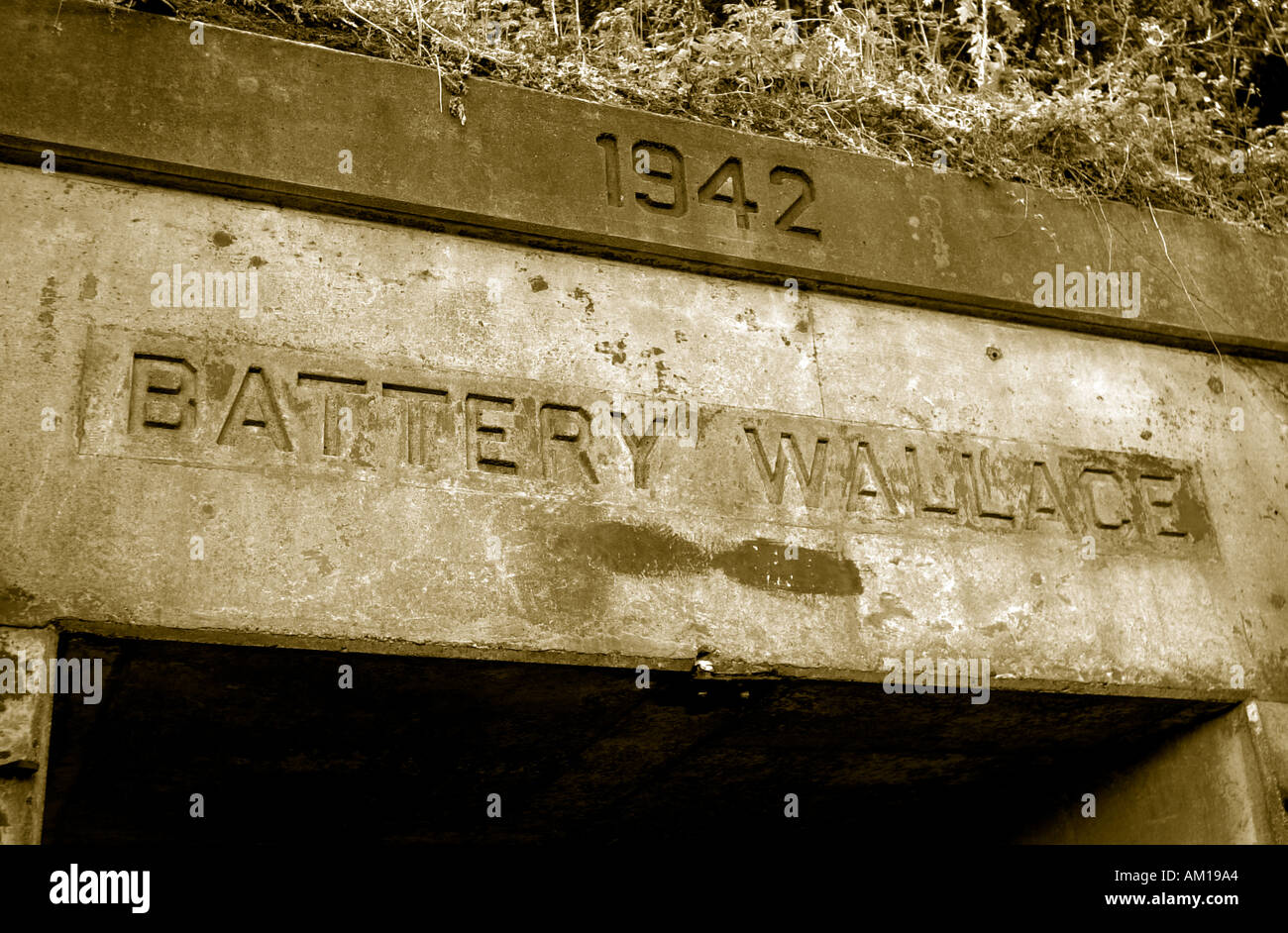 Horizontal toned black and white image of the remains of Battery ...