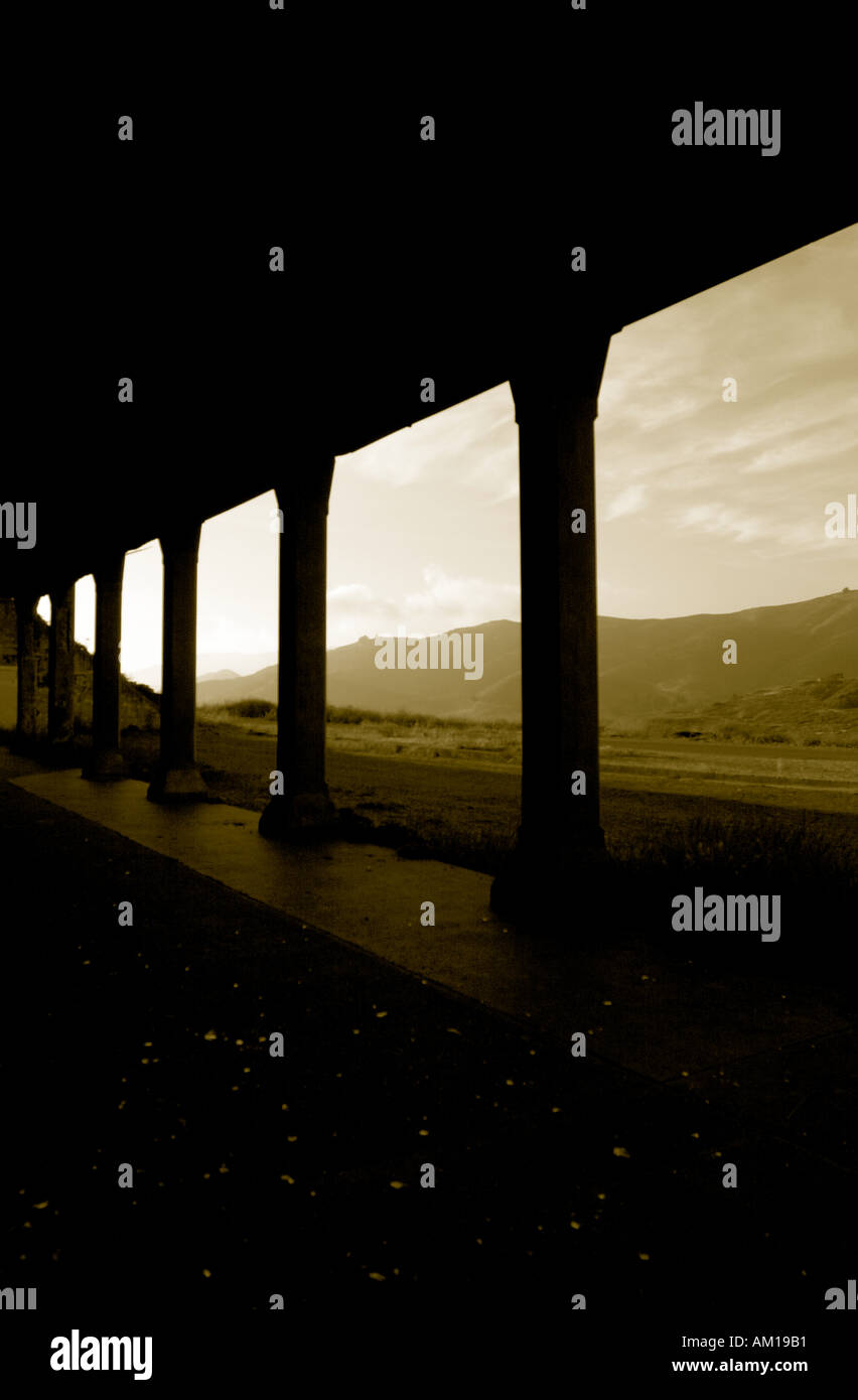 Horizontal toned black and white image of the remains of Battery ...