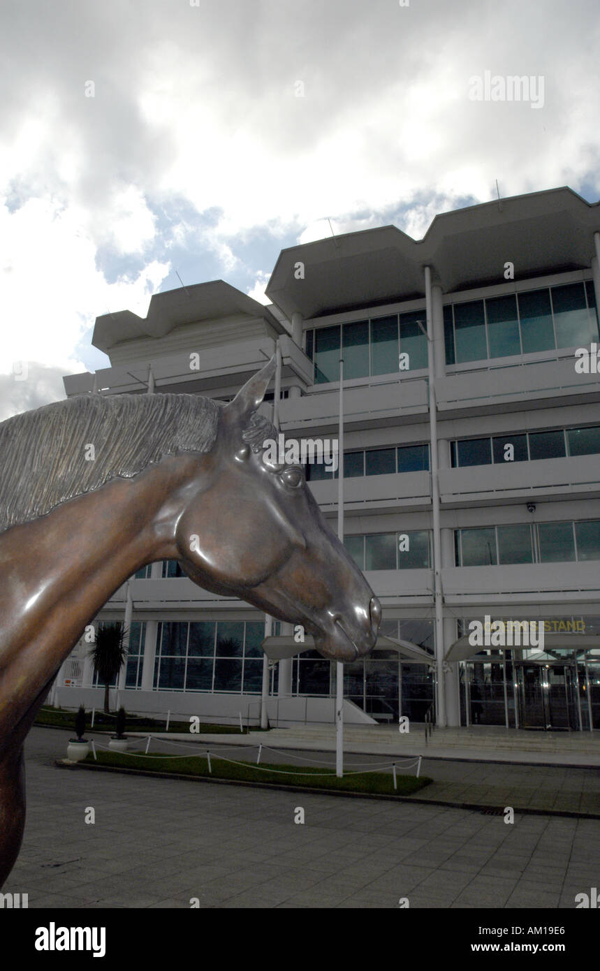Bronze statue of race horse outside the Queen s Grandstand at Epsom ...