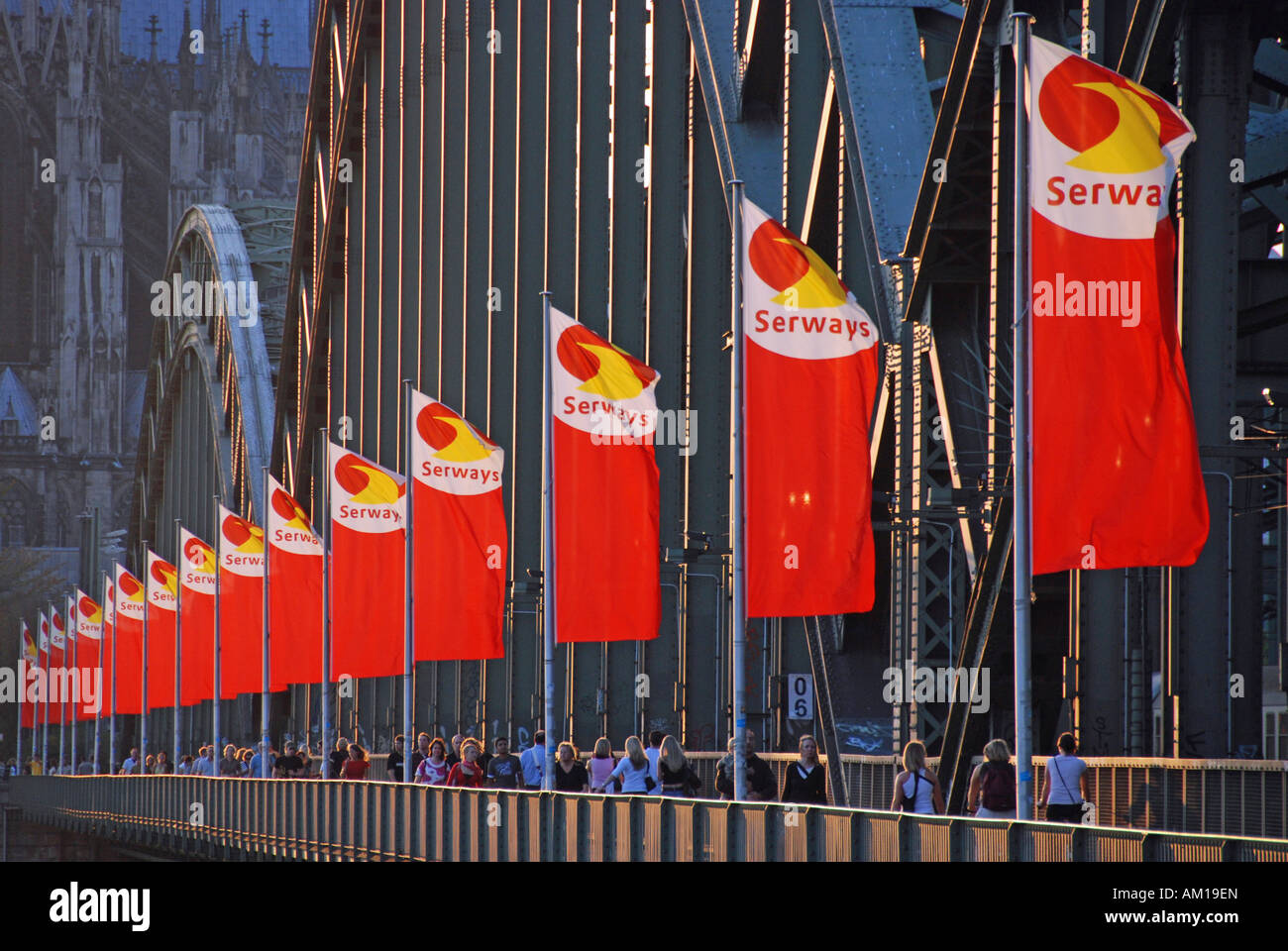Promotional flags, Cologne, Germany Stock Photo - Alamy