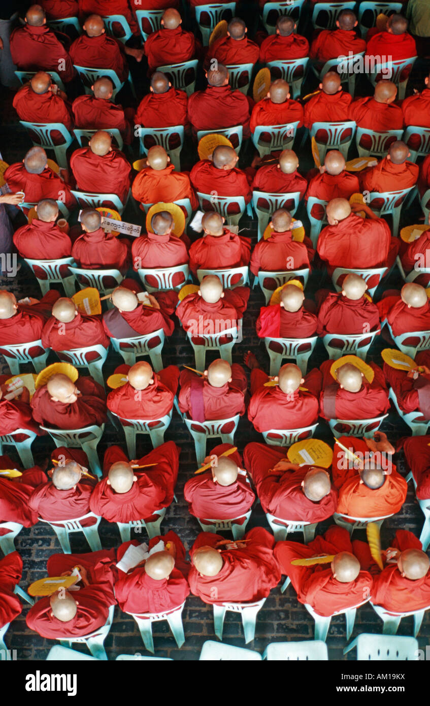 Gathering of buddhist monks, Yangon, Burma Stock Photo - Alamy
