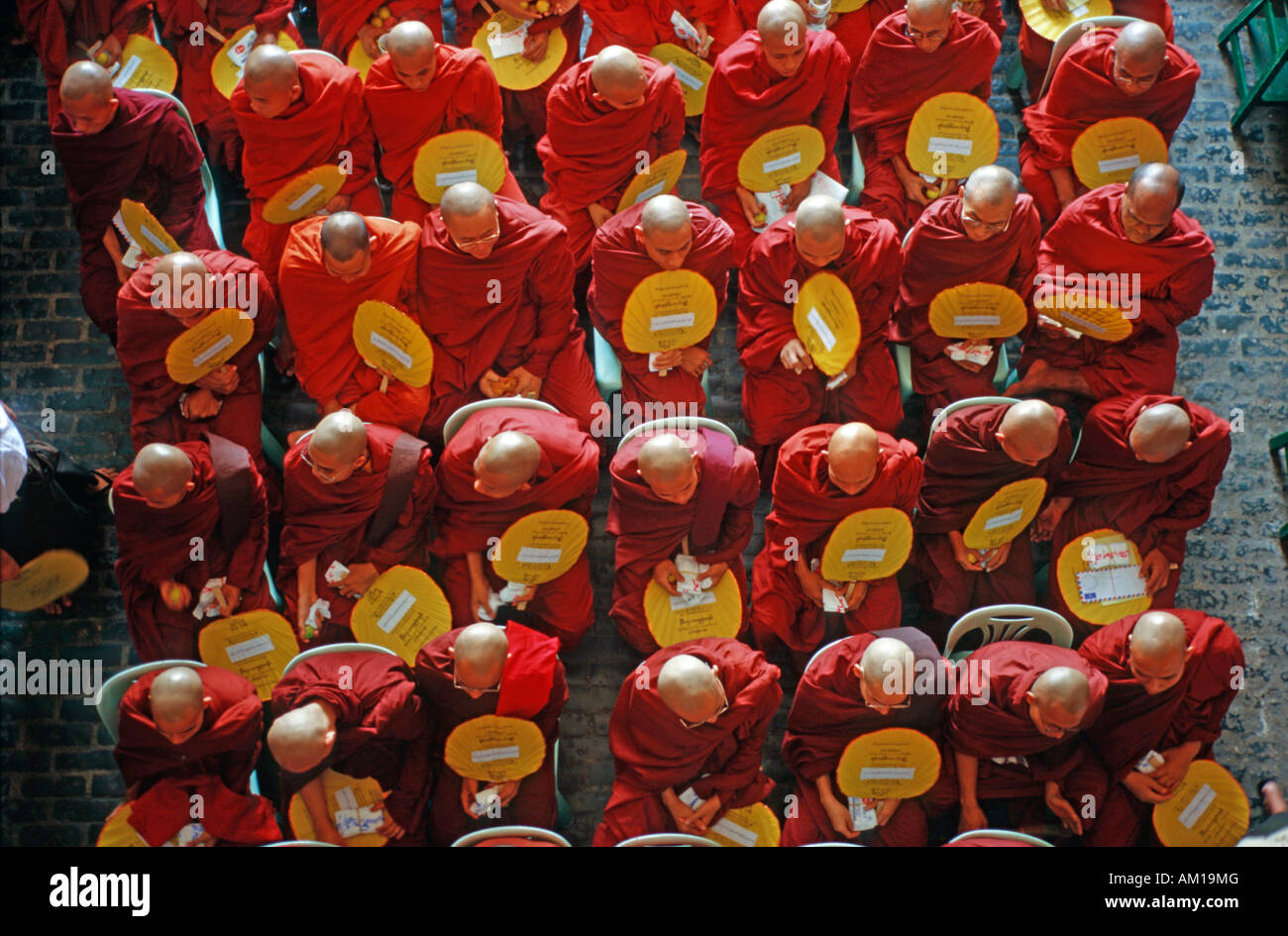 Gathering of buddhist monks, Yangon, Burma Stock Photo - Alamy