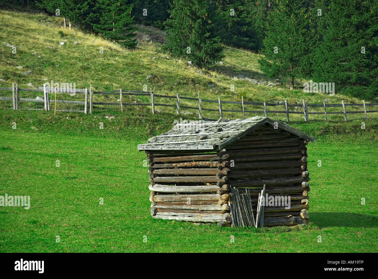 Cabin barn on a meadow in Stubai Valley, Tyrol, Austria Stock Photo - Alamy