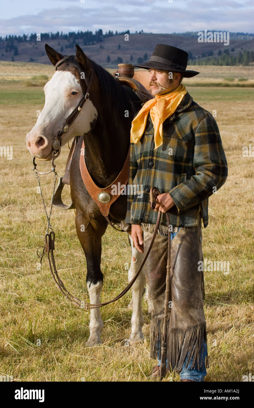 Cowboy with horse, wildwest, Oregon, USA Stock Photo - Alamy