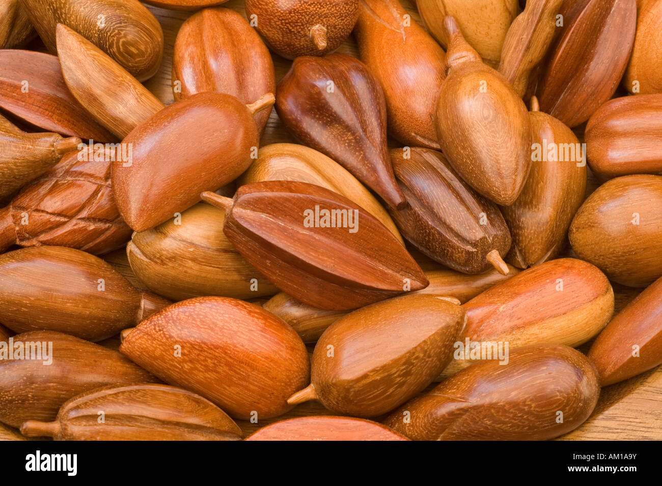 Carved fruits made out of exotic species (Rwanda handicrafts). Fruits ...