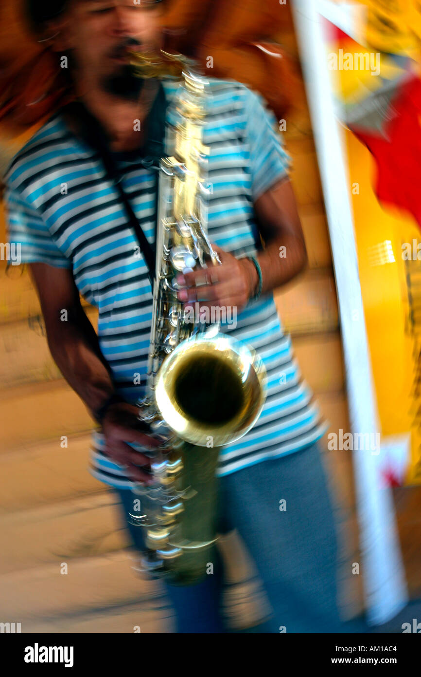 Hip Guy Playing Saxaphone Stock Photo - Alamy