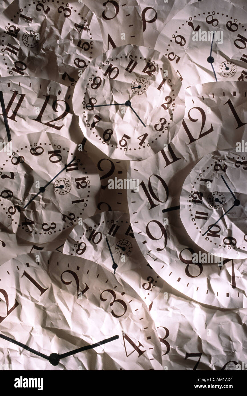 Crumpled clock faces Stock Photo - Alamy