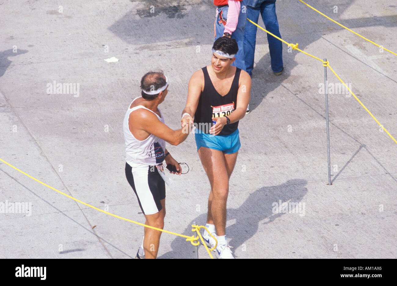 Runners crossing finish line Los Angeles Marathon Los Angeles CA Stock ...