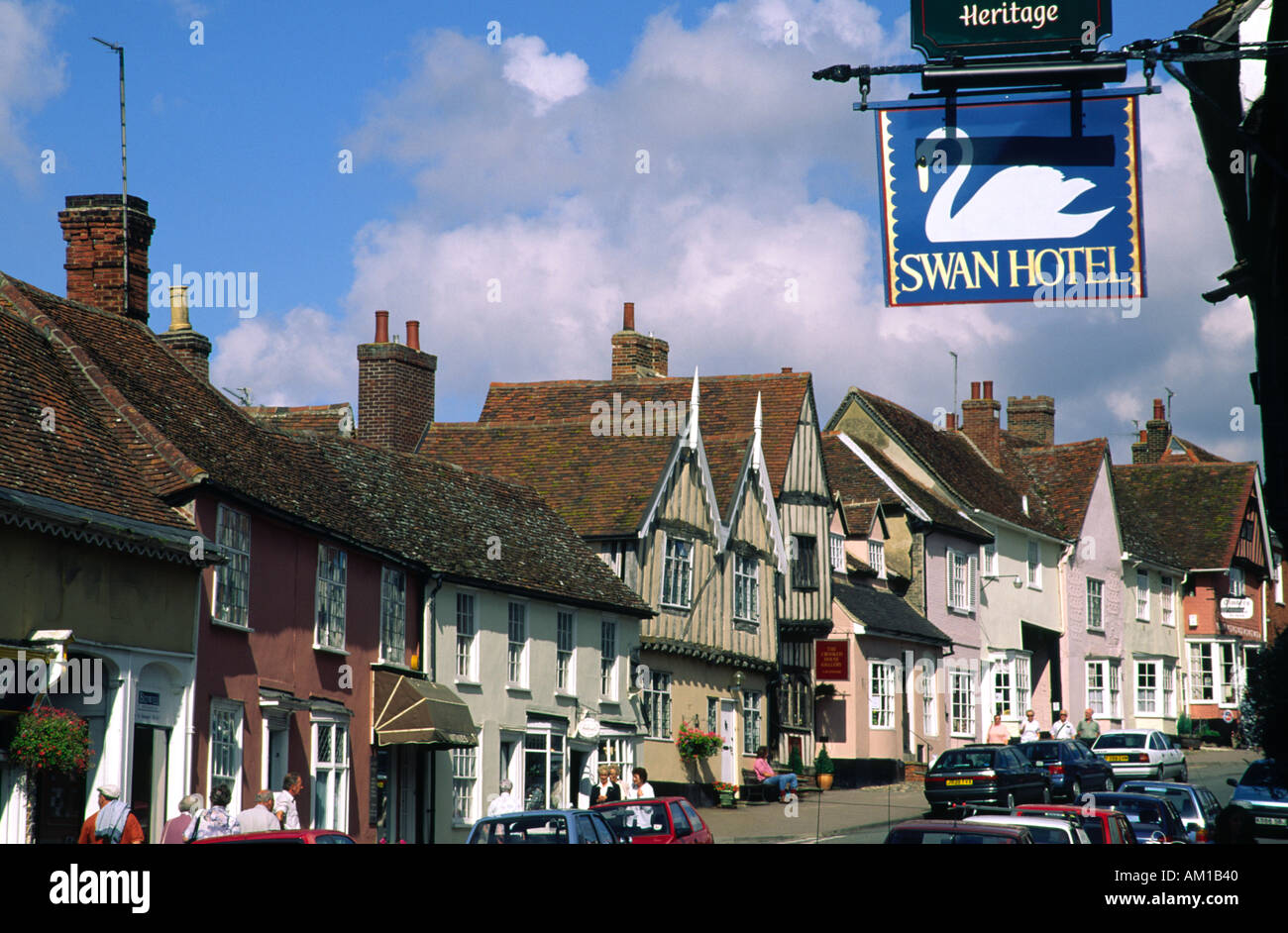 Swan hotel and shops Lavenham Suffolk England Stock Photo - Alamy