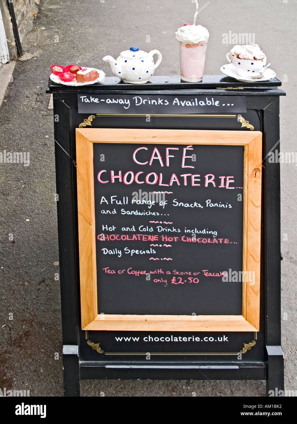 Sign for a chocolate shop in Helmsley North Yorkshire UK Stock Photo ...