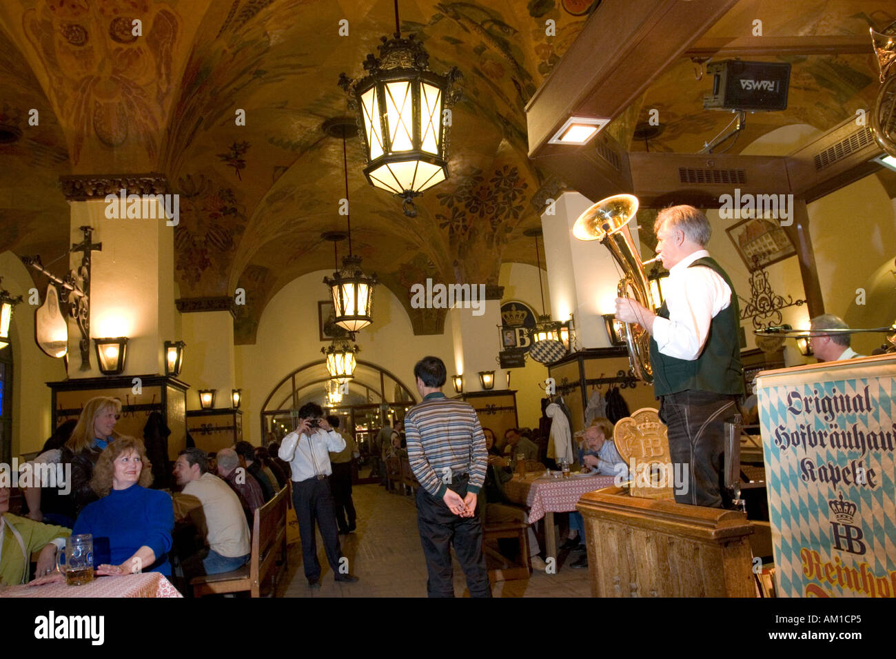 Hofbraeuhaus Munich Bavaria Germany overview main hall and japanese ...