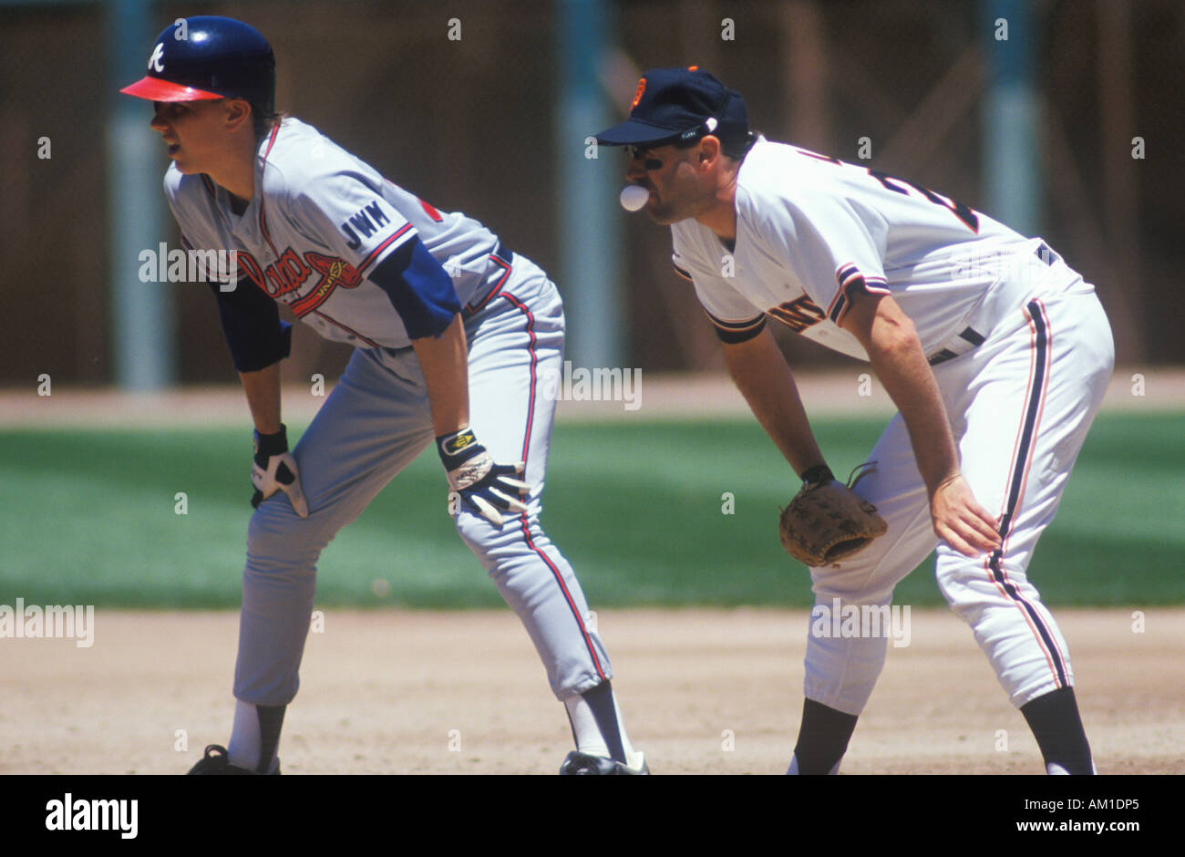 Professional Baseball player Will Clark chewing gum and watching ...