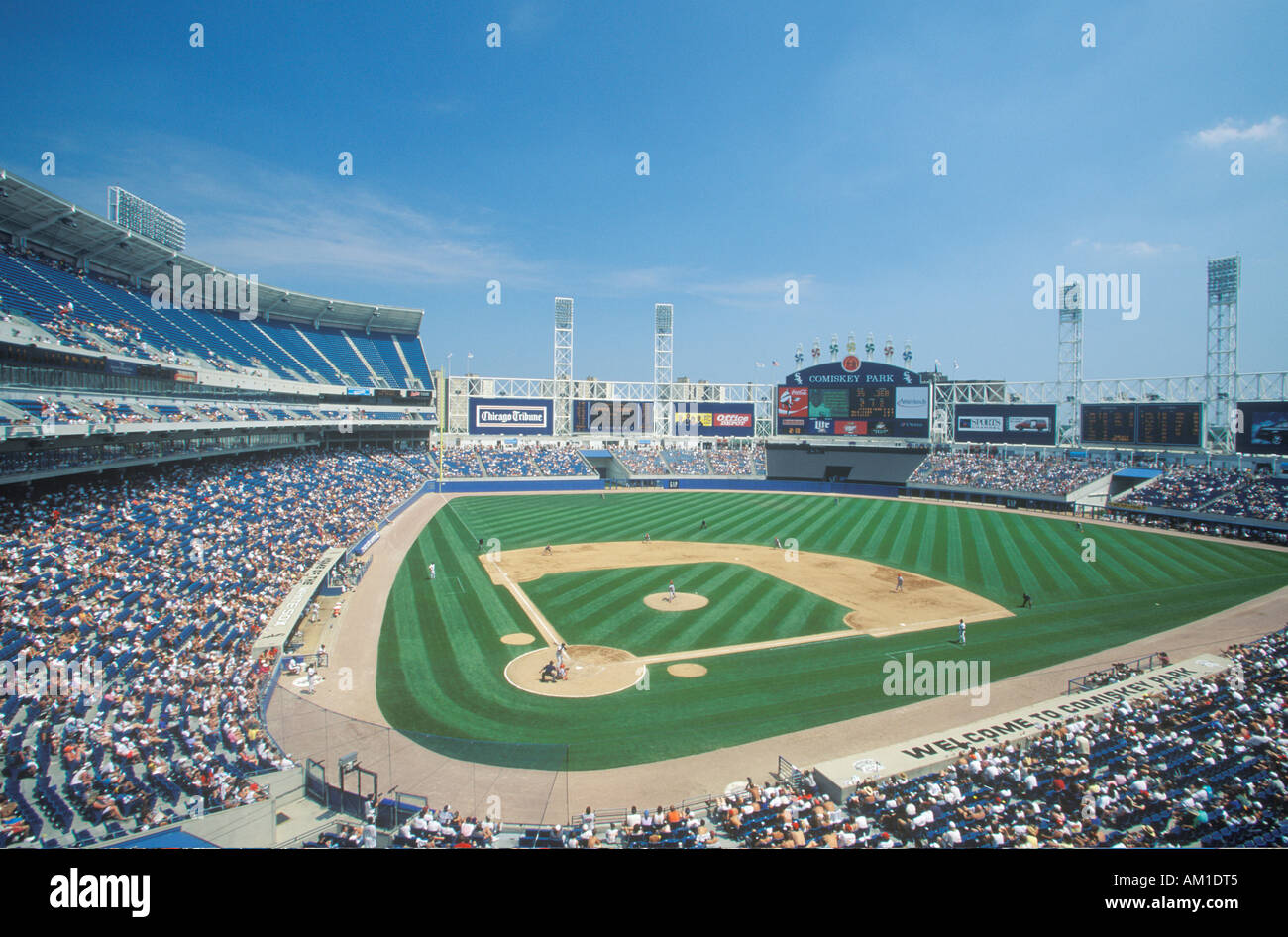 Long view of Baseball diamond and bleachers during professional ...