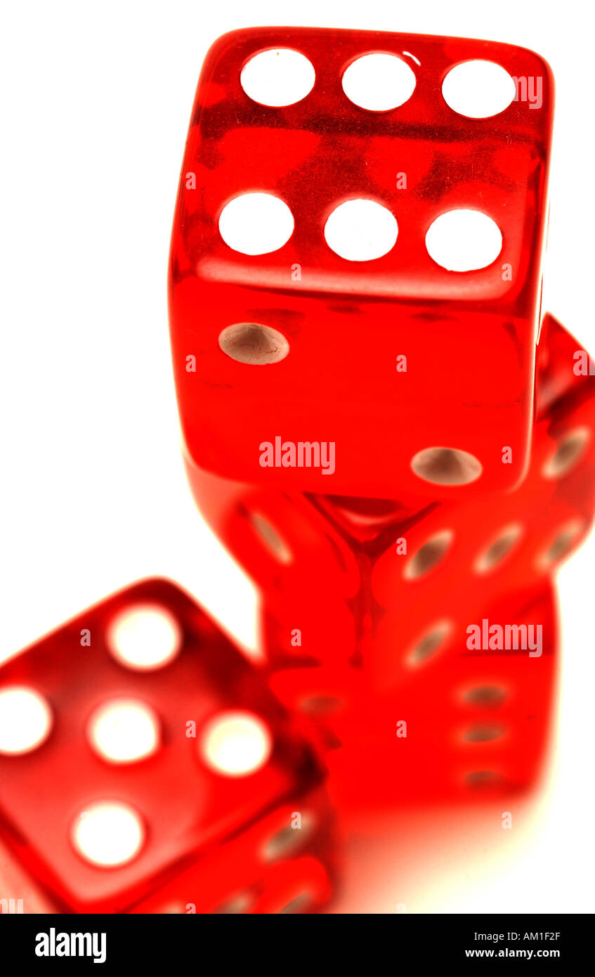 Vertical color image of four red dice on a white background Stock Photo ...