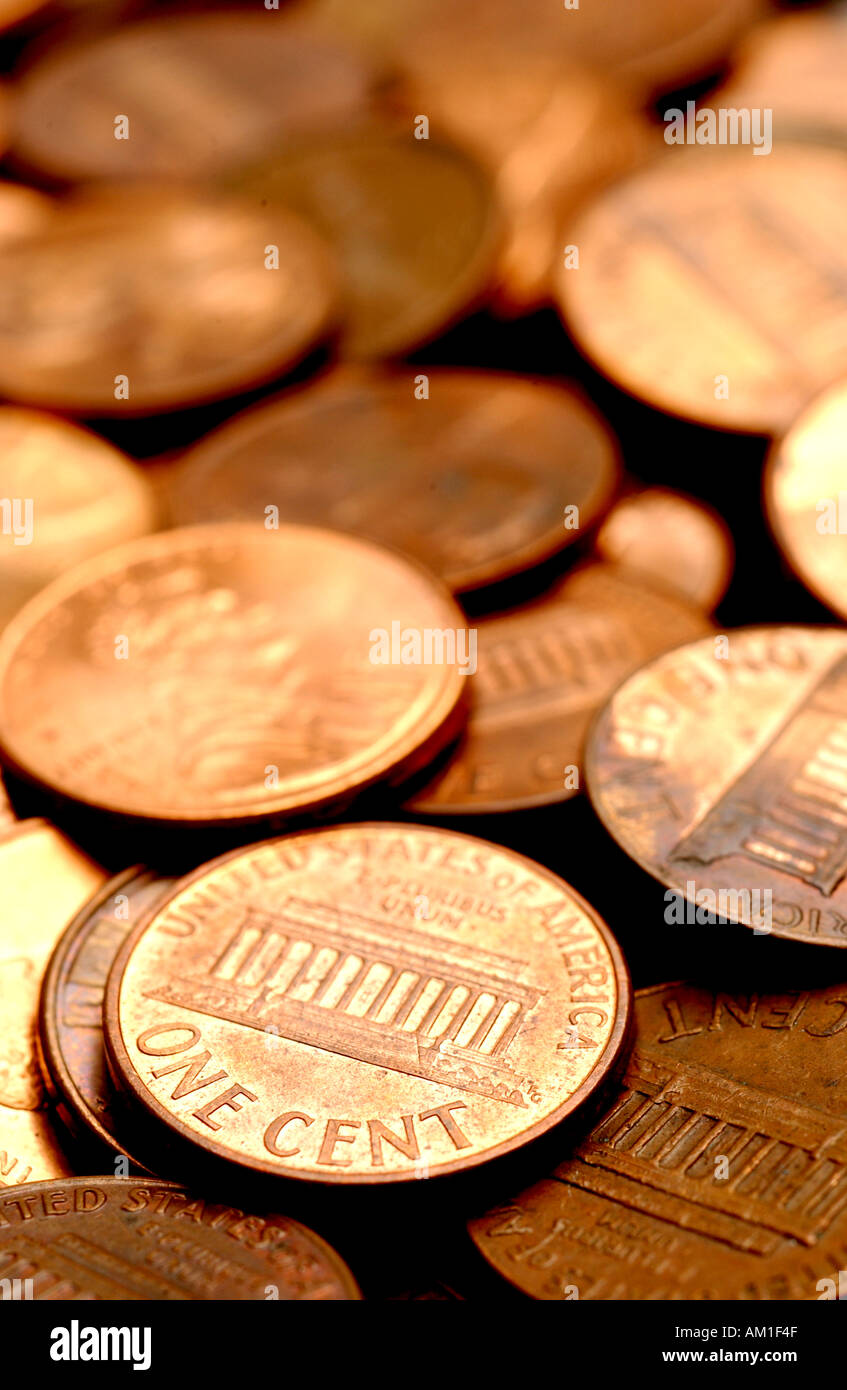 Vertical color image of a large group of pennies Stock Photo - Alamy