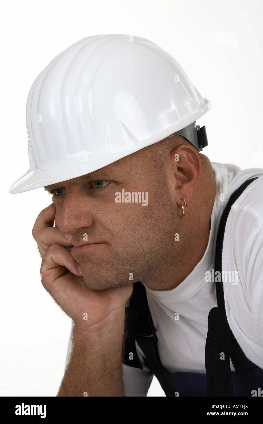 Exhausted worker takes a break Stock Photo - Alamy