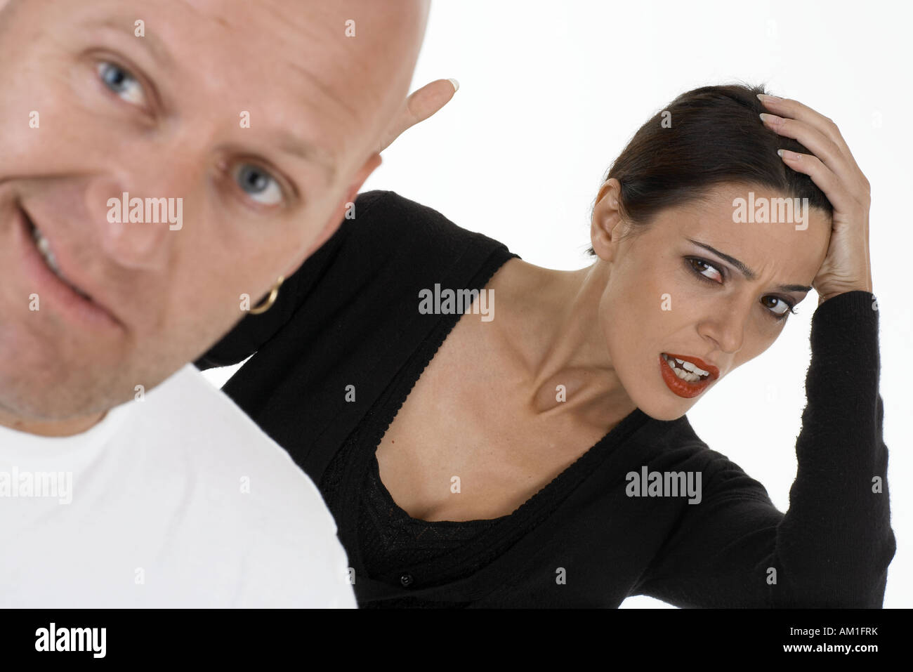 Woman is lecturing a man Stock Photo - Alamy