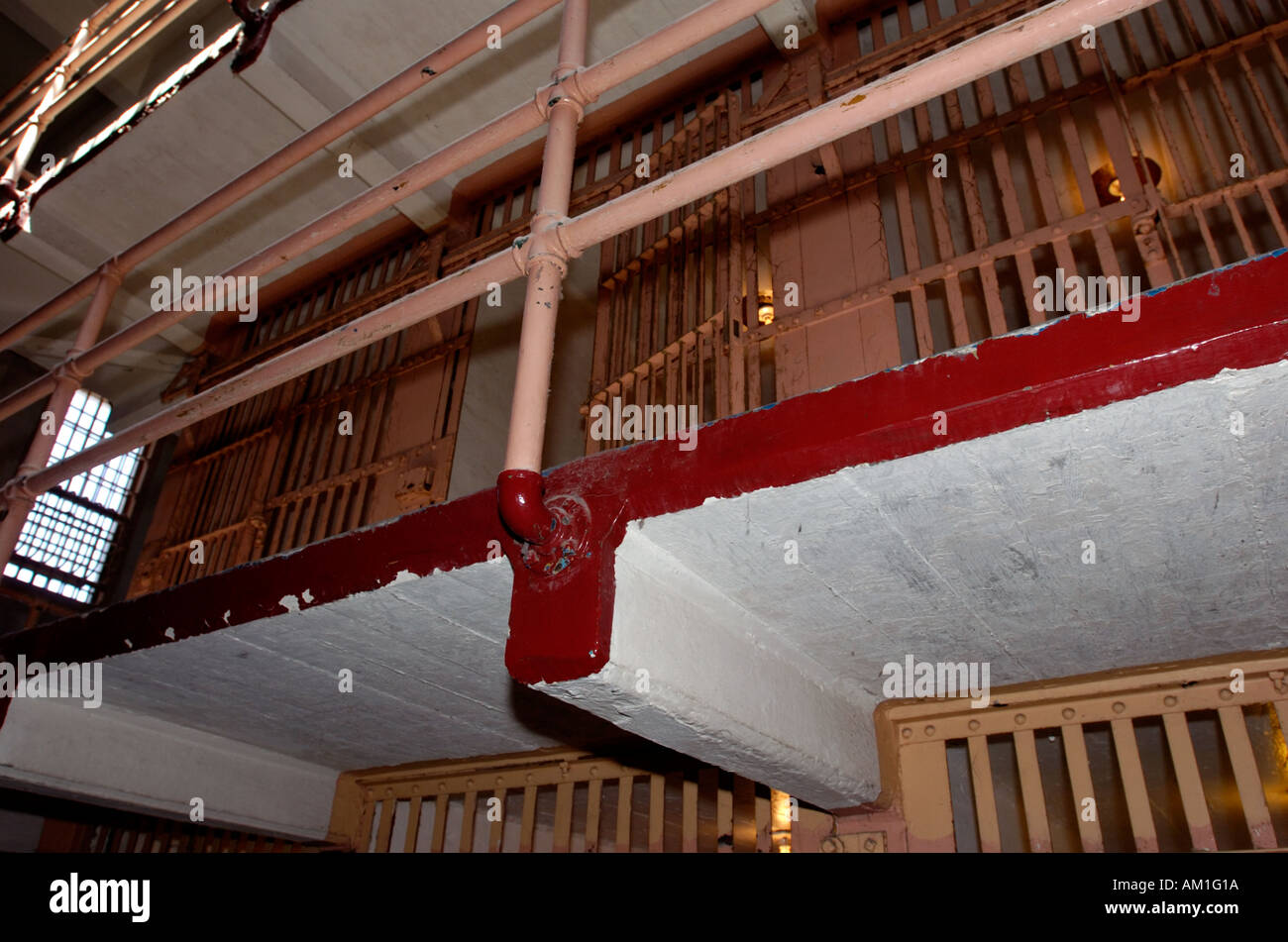 View of second tier of cells Alcatraz penitentiary Alcatraz island San ...