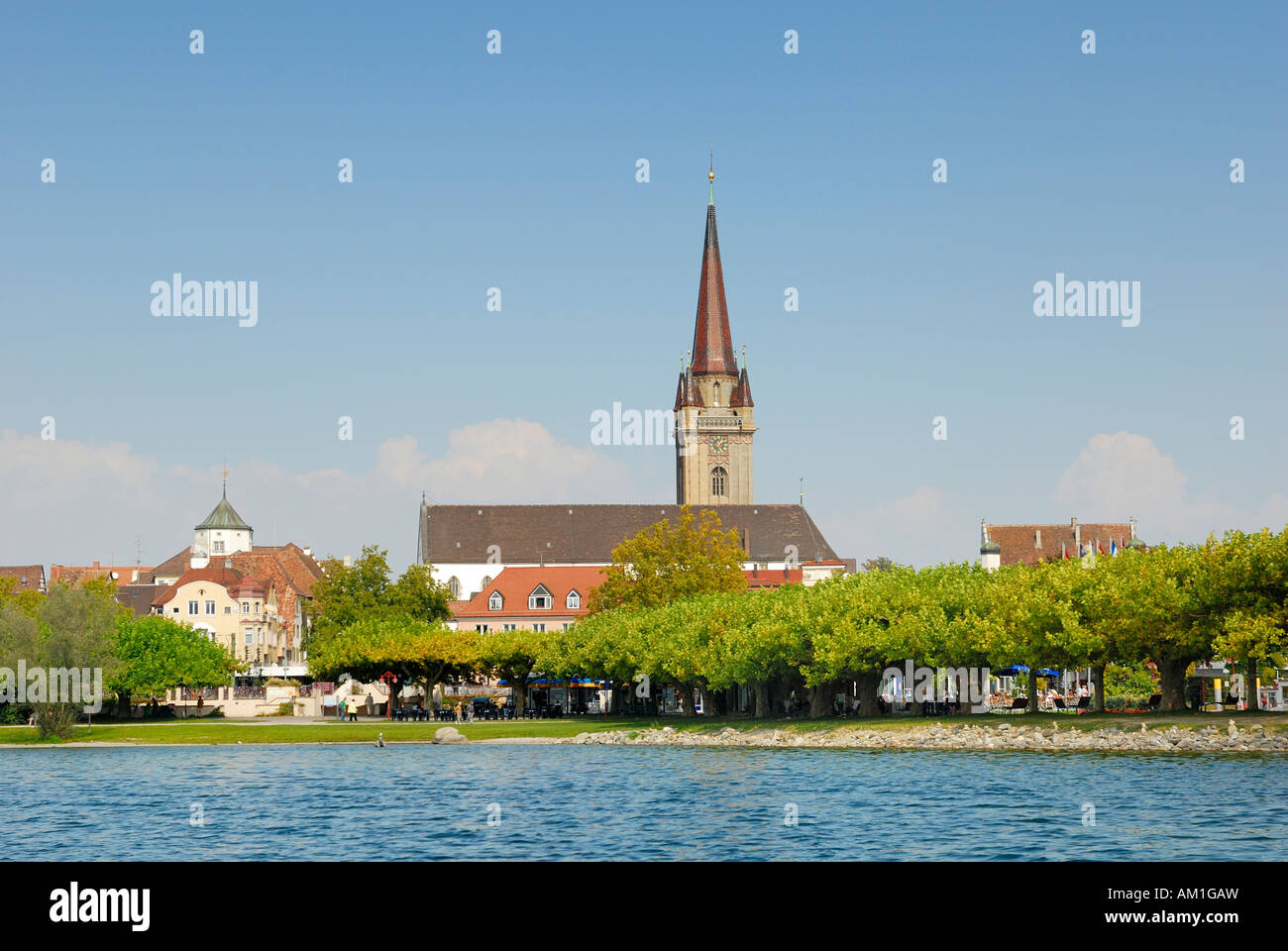 Radolfzell - promenade and the cathedral - Baden Wuerttemberg, Germany ...