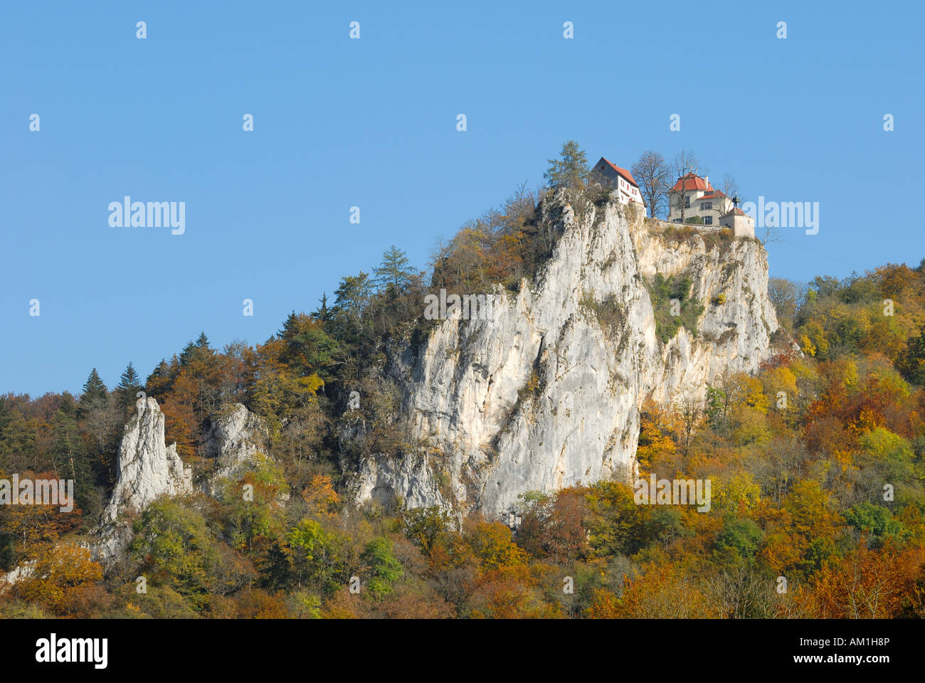The bronnen castle in the autumnal danube valley - Baden-Wuerttemberg ...