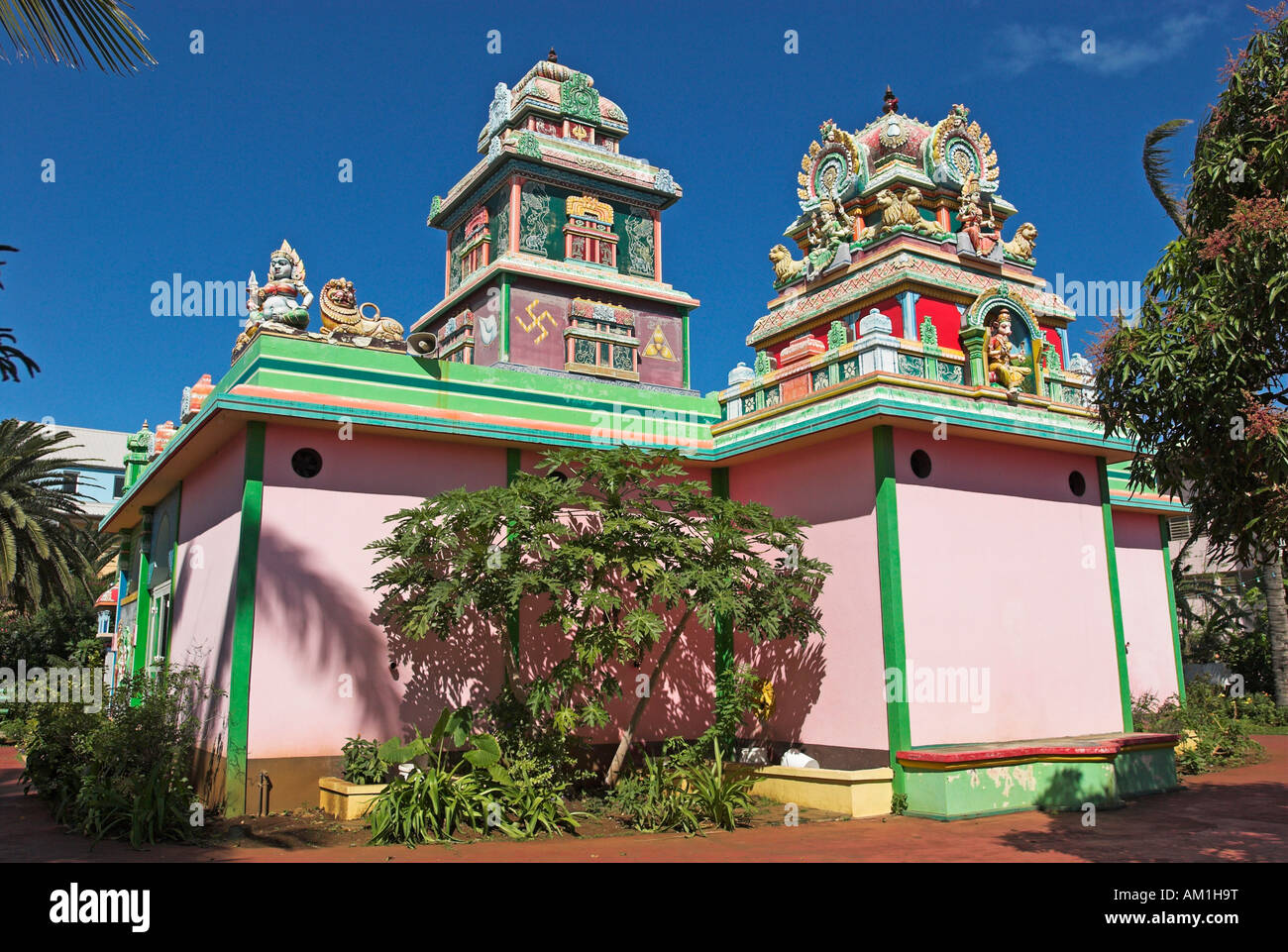 Tamil temple in St. Pierre, La Reunion Island, France, Africa Stock ...