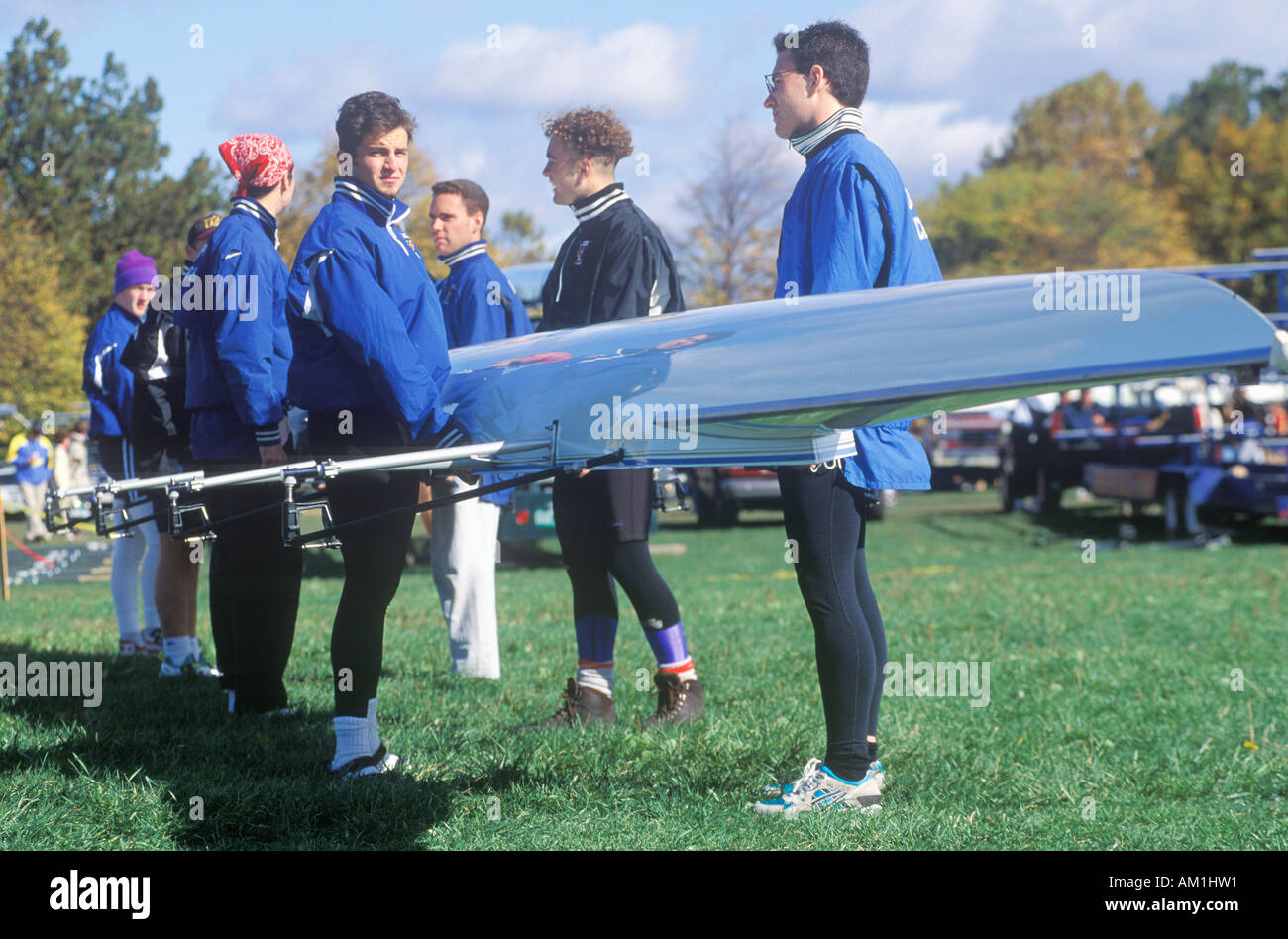 Putting sculls in Water Rowing event Cambridge Massachusetts Stock ...