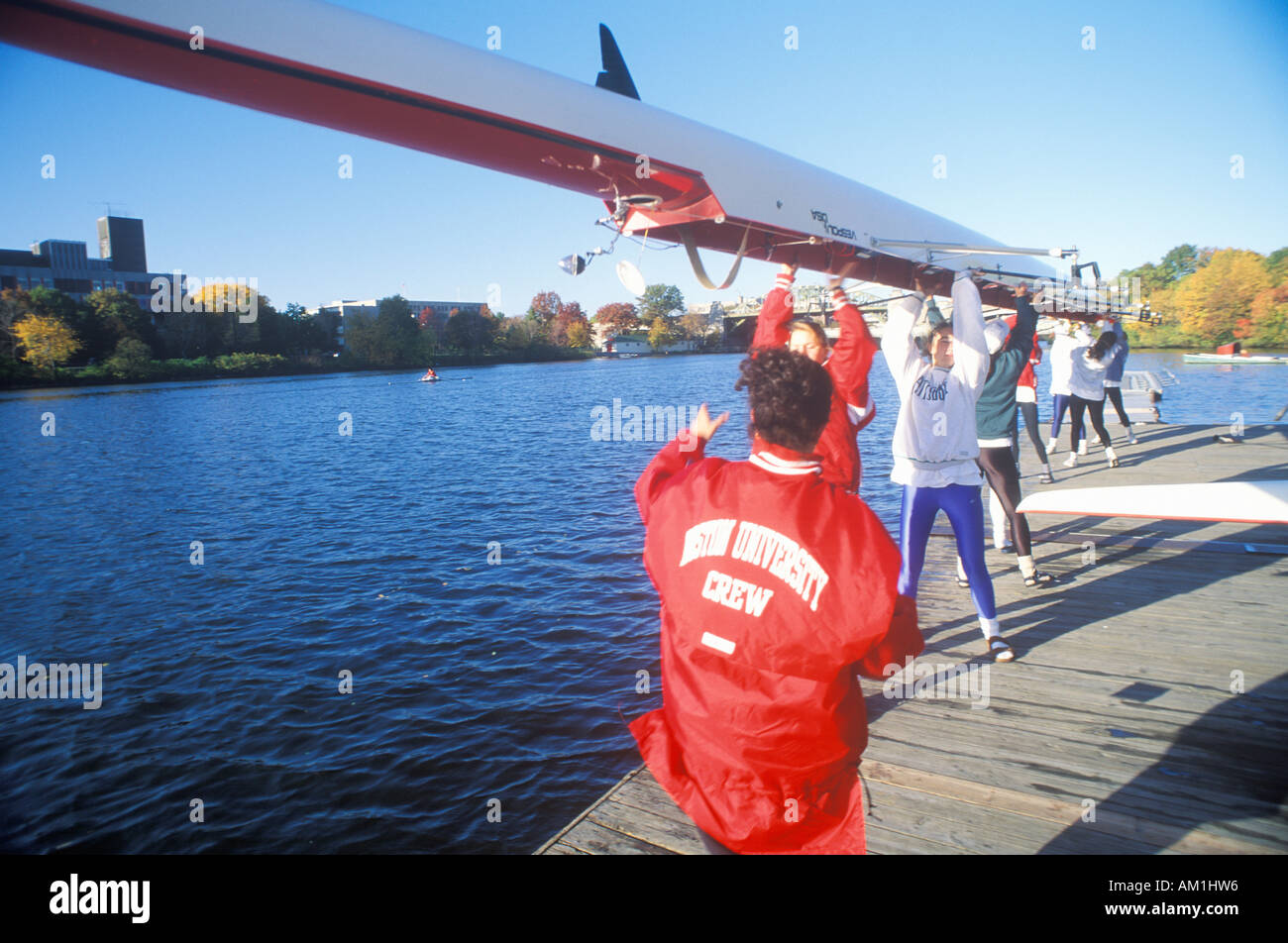 Putting sculls in Water Rowing event Cambridge Massachusetts Stock ...