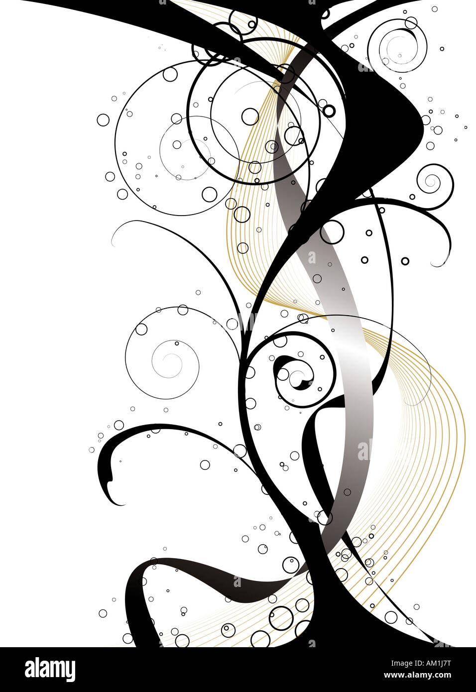 gothic black and gold design with a floral theme and flowing gold lines ...