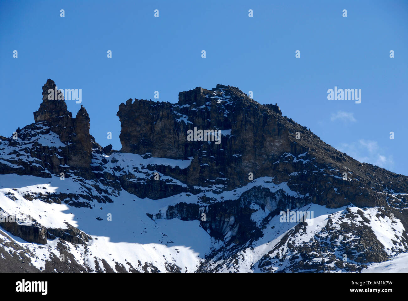 Snow below summit Point Lenana (4985 m) Mount Kenya National Park Kenya ...