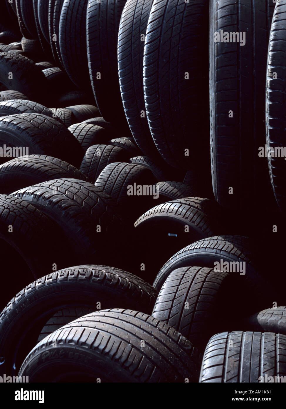 used car tyres waiting to be recycled Stock Photo - Alamy