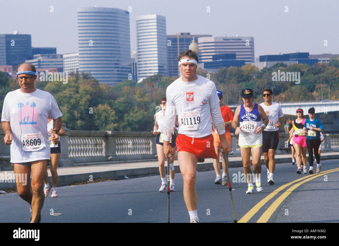 Handicapped runners participating in marathon run Washington DC Stock ...