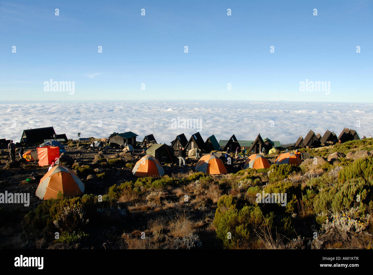 Horombo Hut Camp above the clouds Marangu Route Kilimanjaro Tanzania ...