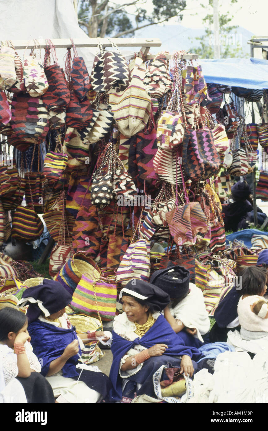 geography / travel, Ecuador, trade, women in front of a bag market ...