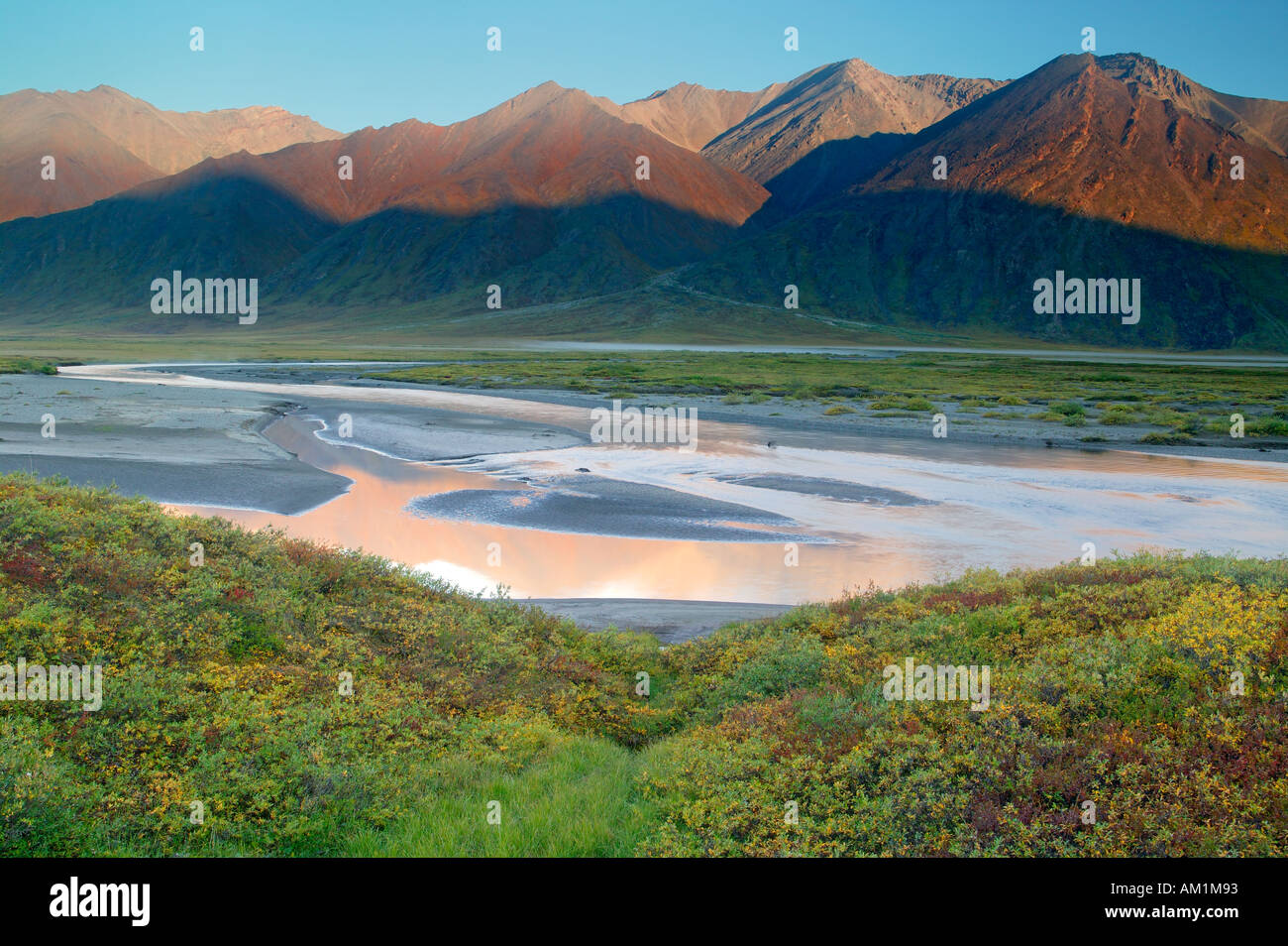Looking across the Atigun River Valley at the Endicott Mountains of the ...