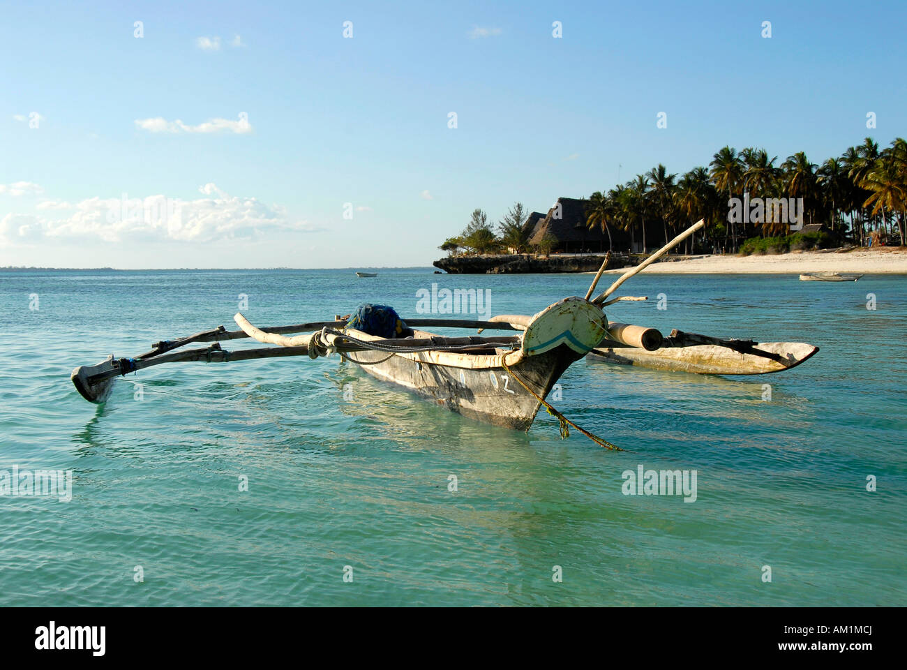 Traditional catamaran near Kizimkazi in the Indian Ocean Zanzibar ...