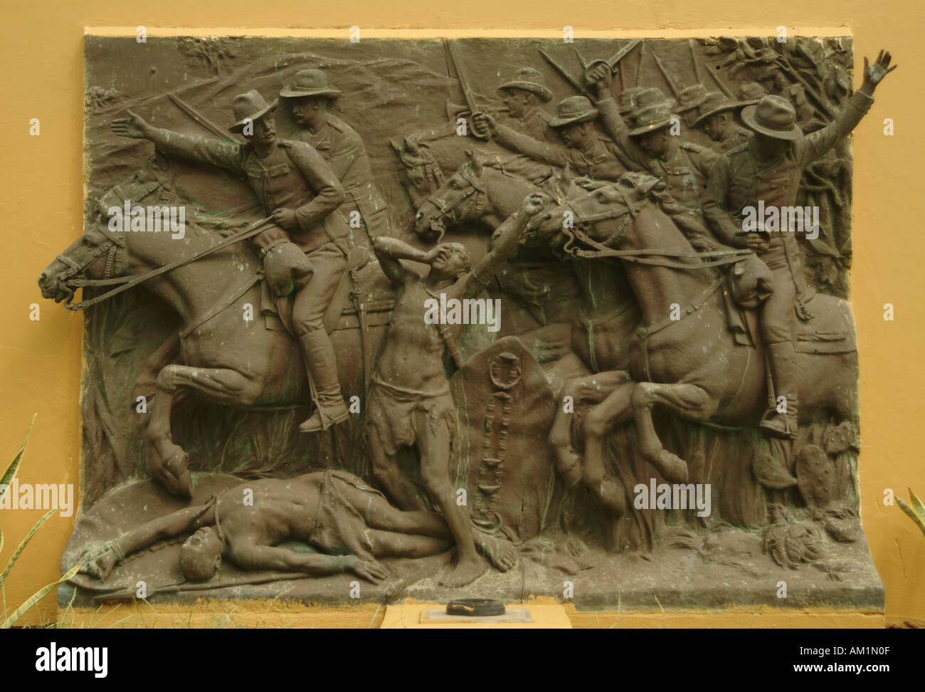 A fort in Maputo shows a colonial sculpture depicting the military ...