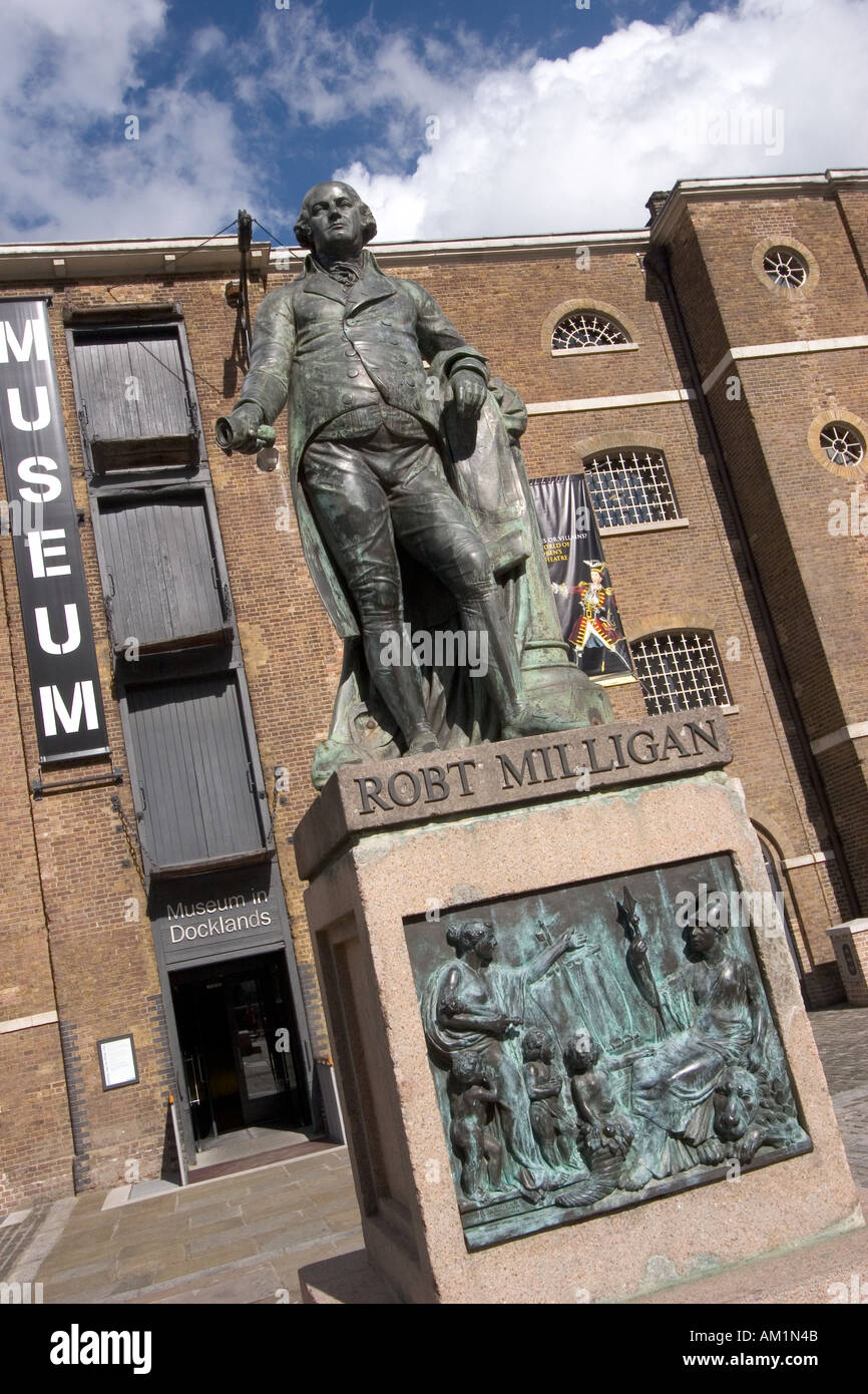 Statue of Robert Milligan outside the Museum in Docklands Canary Wharf ...