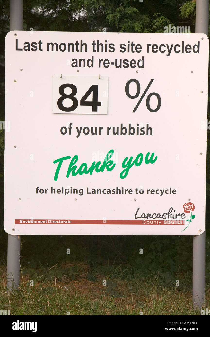 sign showing what percentage of rubbish is being recycled at a council ...