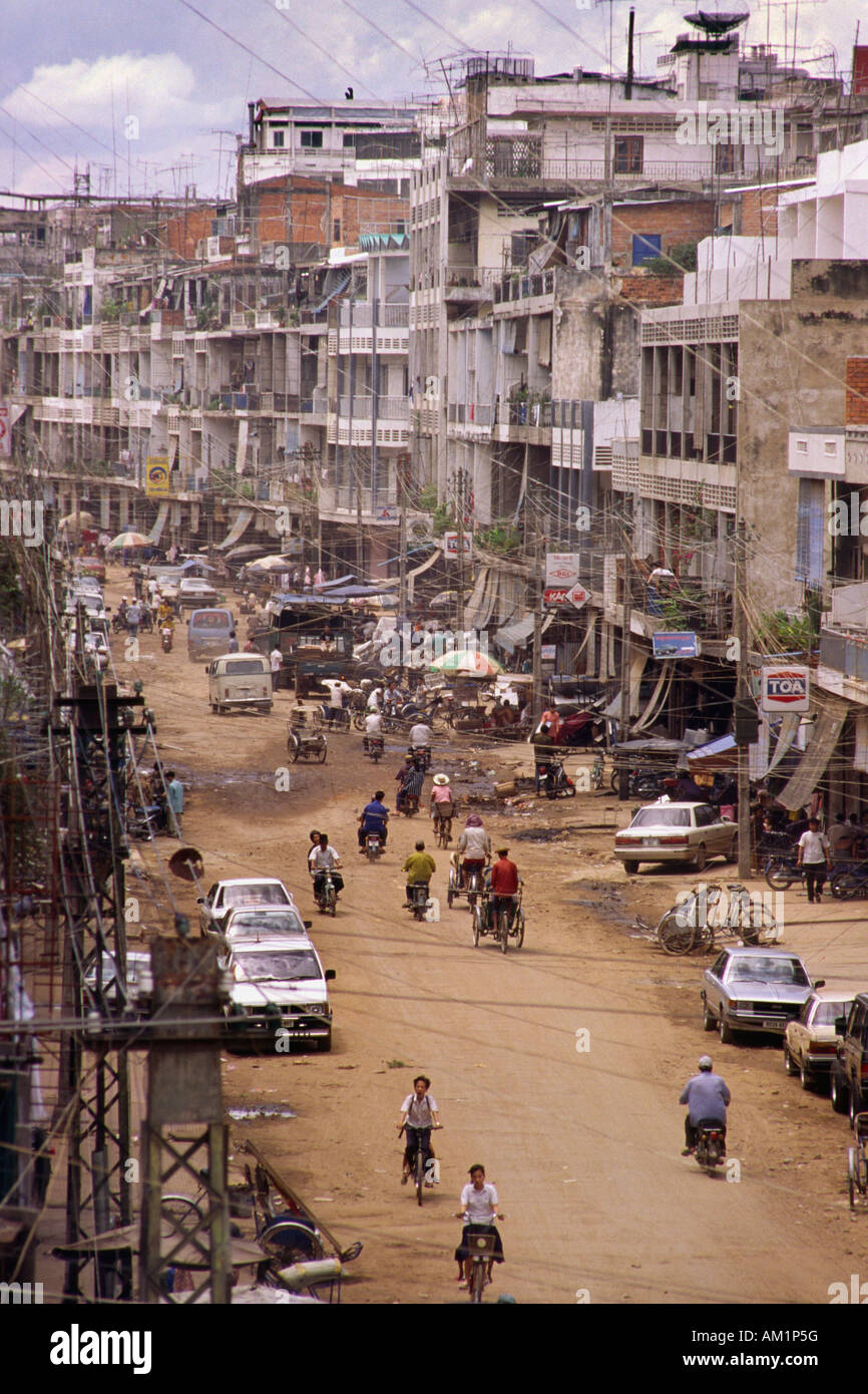 Rundown streets in down town Phnom Phen 1995. Cambodia Stock Photo - Alamy