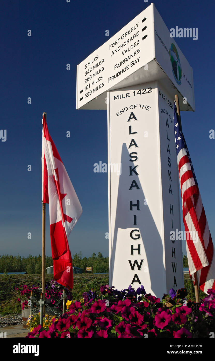 The end of the Alaska Highway sign Delta Junction Alaska Stock Photo ...