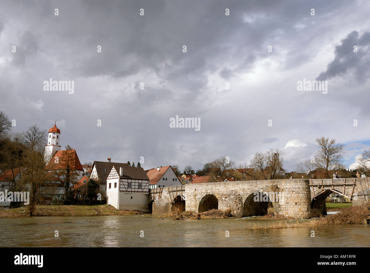 Stone bridge, Harburg, Bavaria, Germany Stock Photo - Alamy