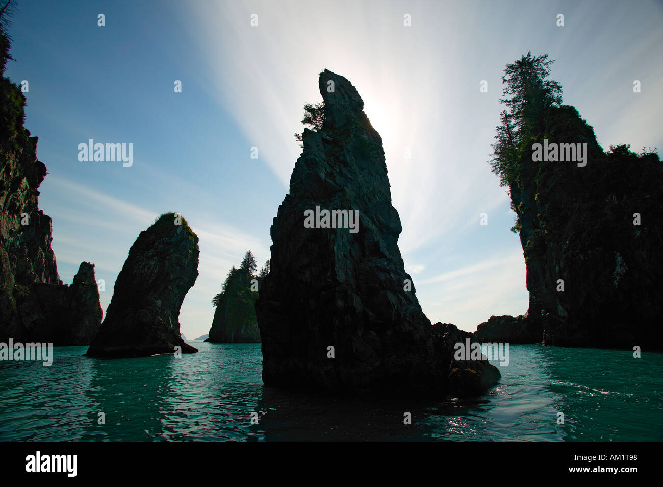 Rock formations along Resurrection Bay Kenai Fjords National Park ...